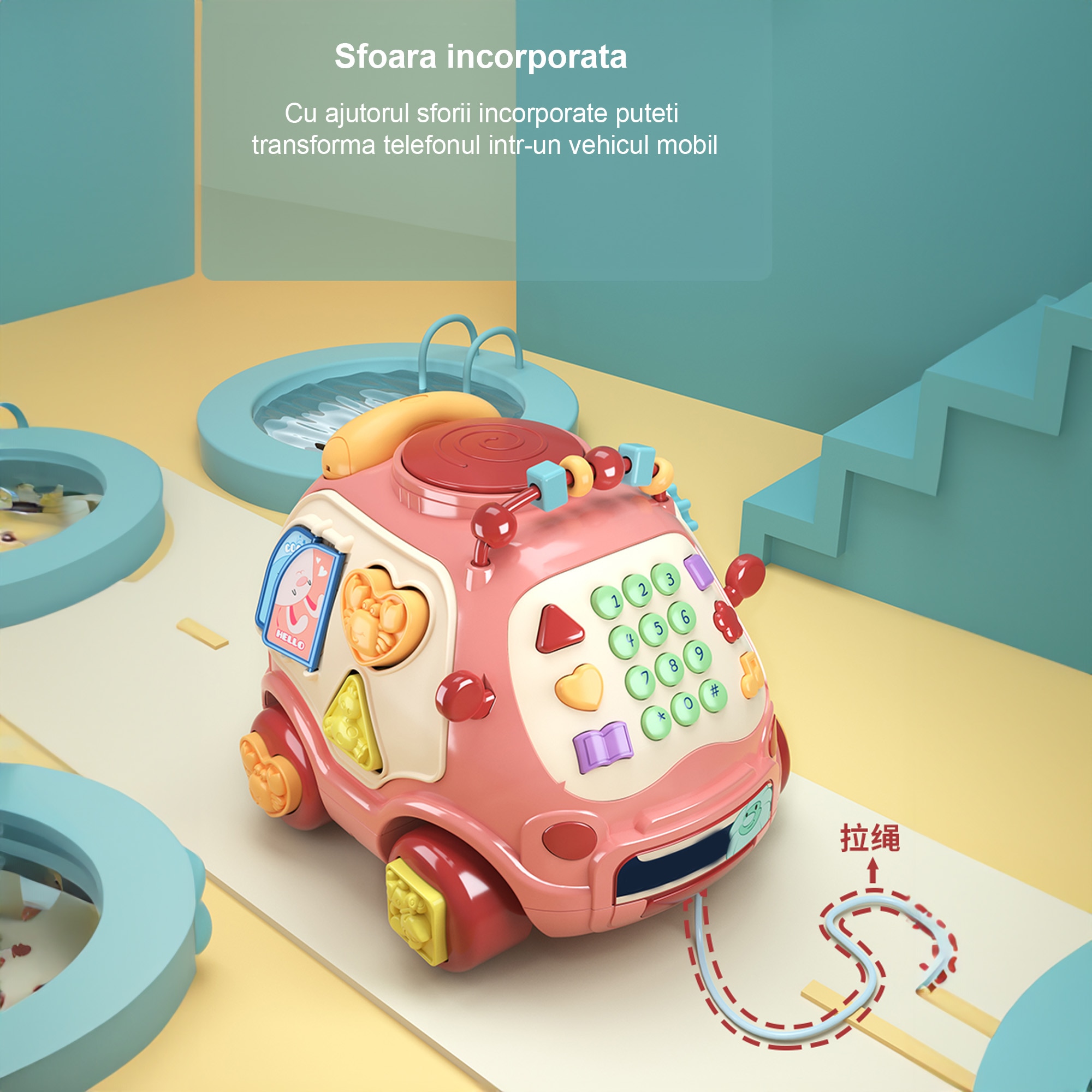 Jucarie Interactiva pentru Copii Mavio®️, Telefon Educativ Tip Autobuz ...
