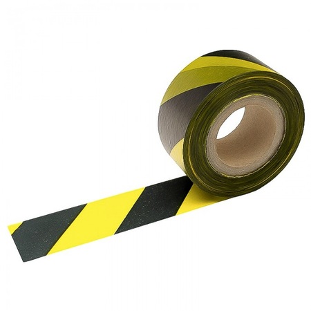 Banda de avertizare si Delimitare acces, 70 mm x 500 m, Negru/Galben ...
