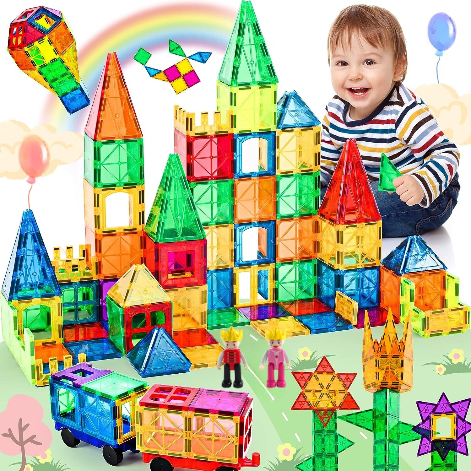 Set de constructie cu placi magnetice, Novotoys, 120 piese, 7,5cm, 2 ...