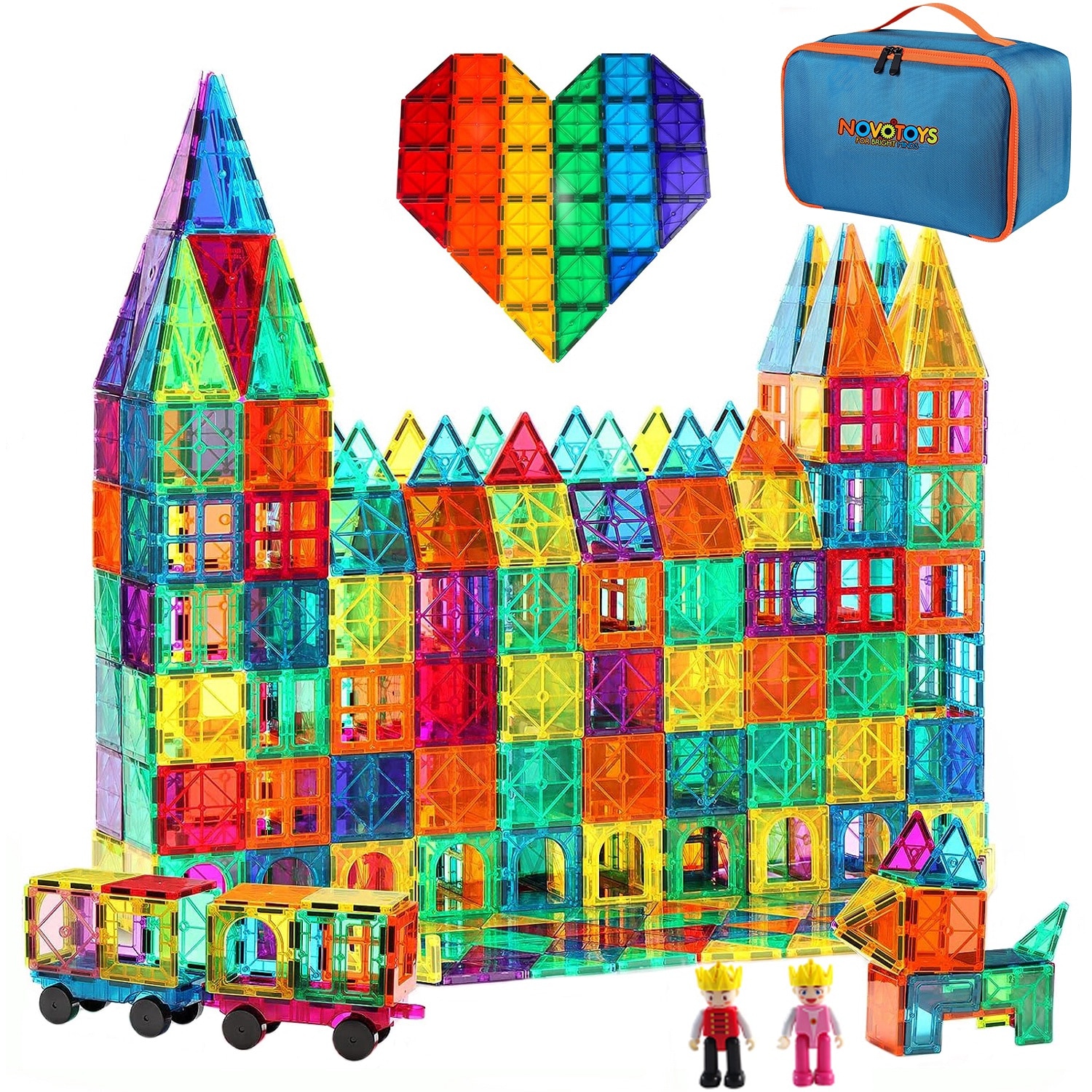 Set de constructie cu placi magnetice, Novotoys, 120 piese, 7,5cm, 2 ...