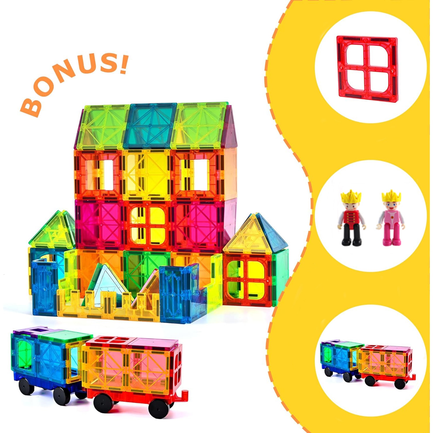 Set de constructie cu placi magnetice, Novotoys, 120 piese, 7,5cm, 2 ...