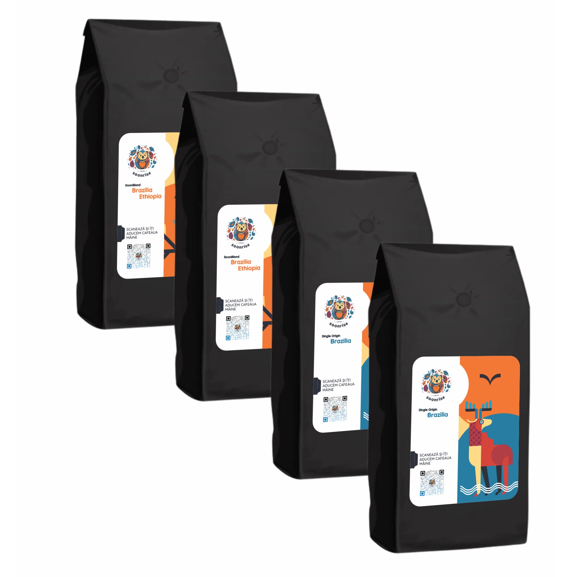 Pachet Cafea boabe 4 x 250 gr de specialitate proaspat prajita SoonRise ...