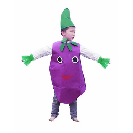 Costum 4 piese leguma/fruct vanata cu mansete si chipiu, marime 100 ...