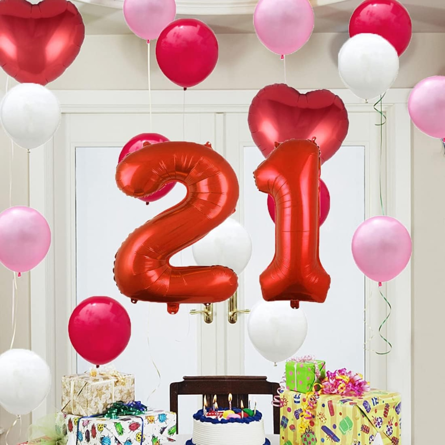 Set de 17 baloane pentru aniversarea de 21 de ani, cu 15 baloane din ...