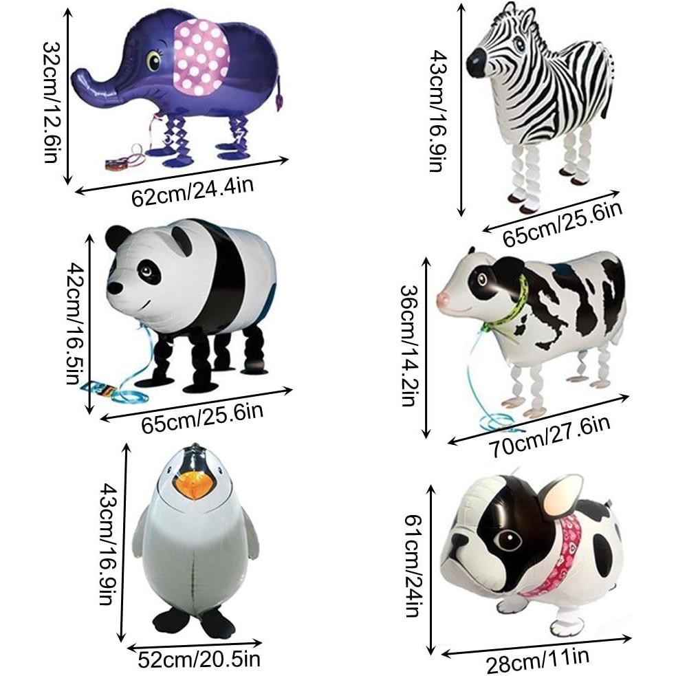 Set 12 baloane in forma de animale din folie de aluminiu SWIRLCOLOR ...