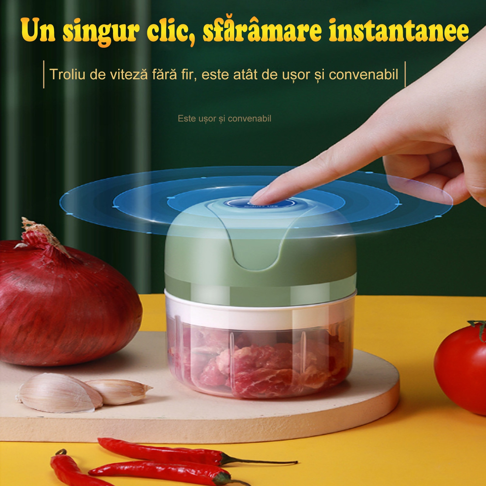 Mini tocator electric, Portabil, 250ml, USB, Verde - eMAG.ro