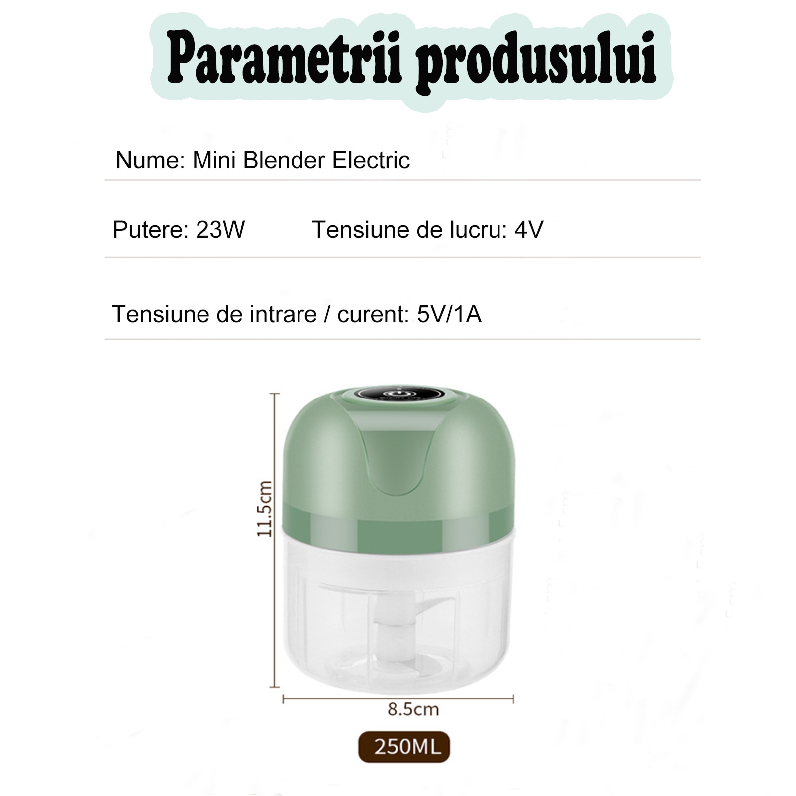 Mini tocator electric, Portabil, 250ml, USB, Verde - eMAG.ro