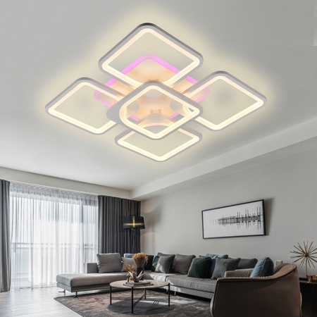 Lustra cu design patrat cu LED, cu telecomanda, lustra led L8859RGB ...