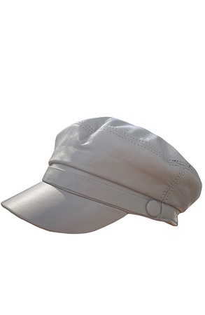 Sapca din piele naturala pentru femei, culoare alba, marimea universala ...