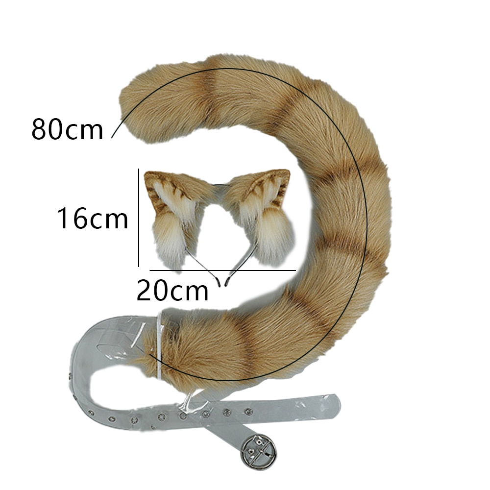 Costum petrecere, Cozevdnt, Model pisica, Urechi/coada 80 cm, Bej - eMAG.ro