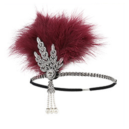 Banda pentru cap vintage, Cozevdnt, Pene\Satin, Rosu - eMAG.ro