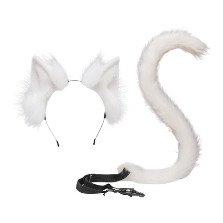 Set urechi/coada de pisica, Cozevdnt, Textil, Alb - eMAG.ro