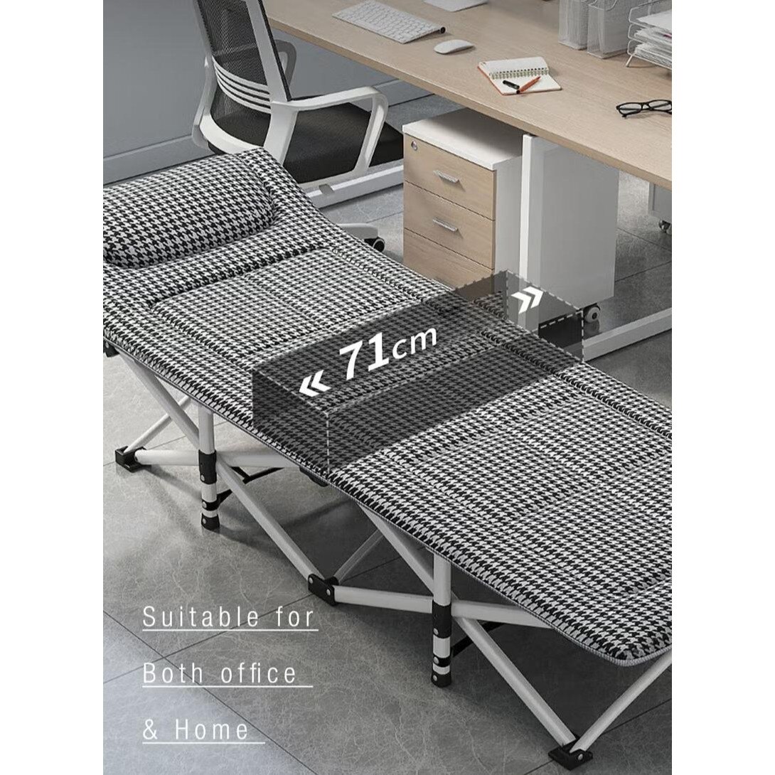 Pat pliabil, WALALLA, Otel/PVC/Panza Oxford, 48x190x71cm, Alb/Negru ...