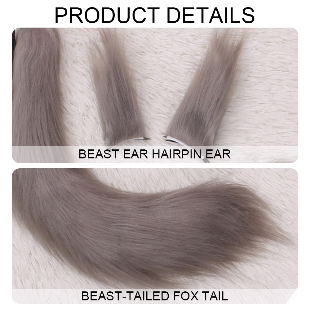 Set Coada si urechi de lup, Gri - eMAG.ro