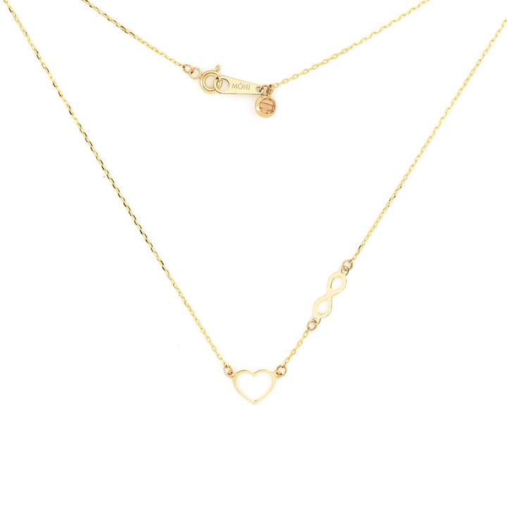 Chocker cu pandant inima si semnul infinitului, aur 14k - eMAG.ro