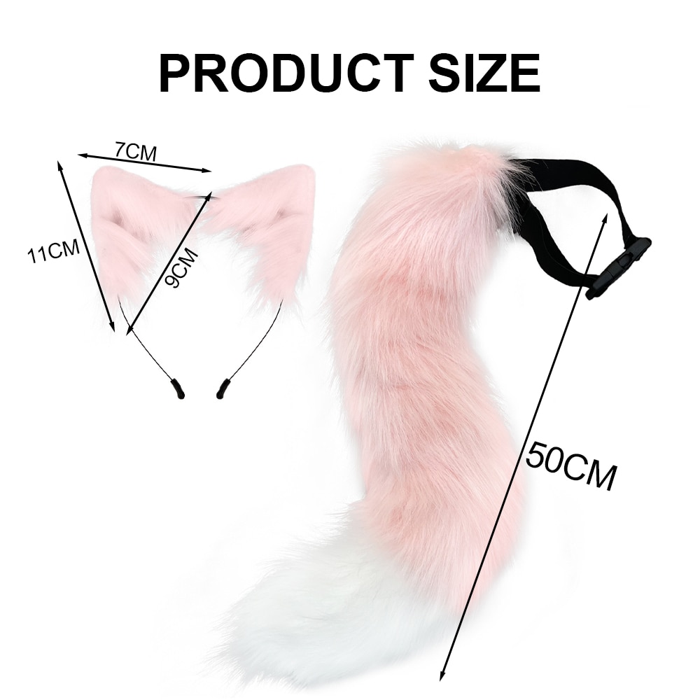 Set de urechi si coada de pisica, Cozevdnt, Plus, 50 cm, Roz - eMAG.ro