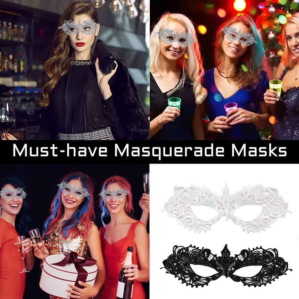 Set 2 masti carnaval, Cozevdnt, 23x8 cm, Alb/Negru - eMAG.ro