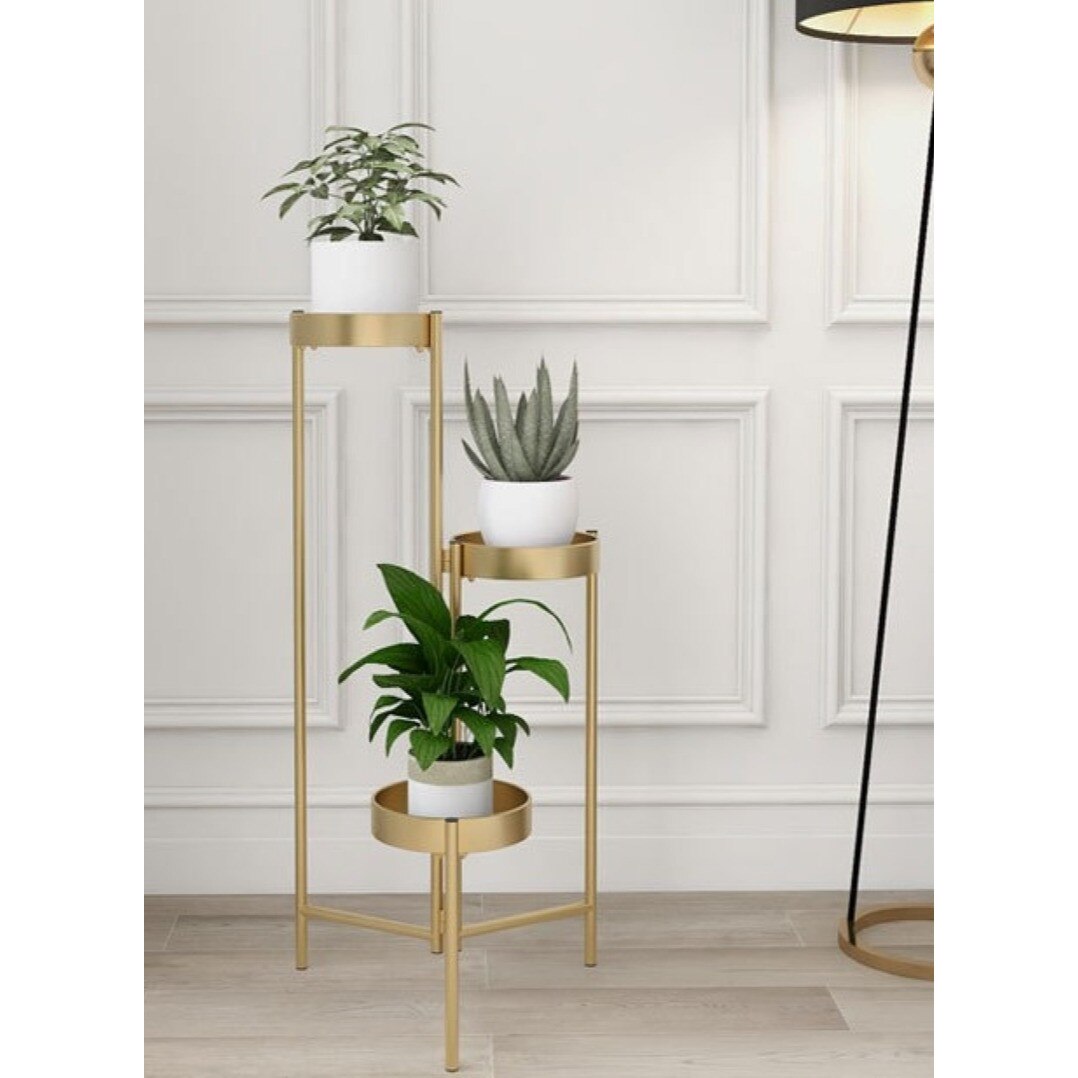 Suport pentru ghivece, WALALLA, Metal, 80cm, Auriu - eMAG.ro