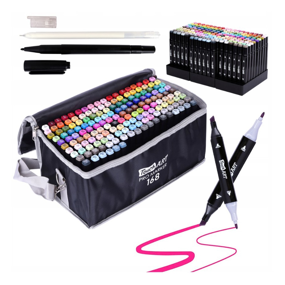 Set 168 markere, TOUCH ART, cu capate, multicolor, pentru colorat - eMAG.ro