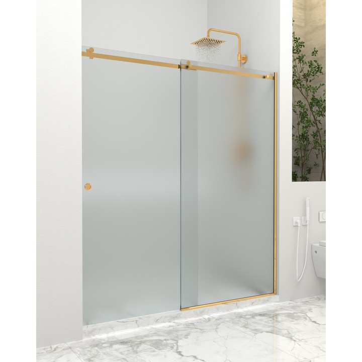 Paravan dus cu usa culisanta, Sticla mata de 8 mm, Accesorii Feronerie ...