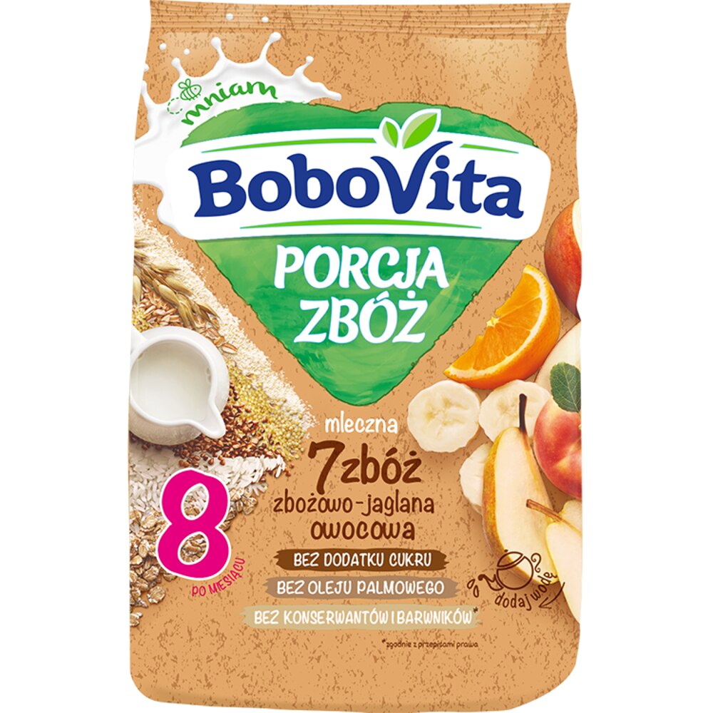 Cereale cu lapte si fructe, Bobovita, 8 Luni+, 210 g - eMAG.ro