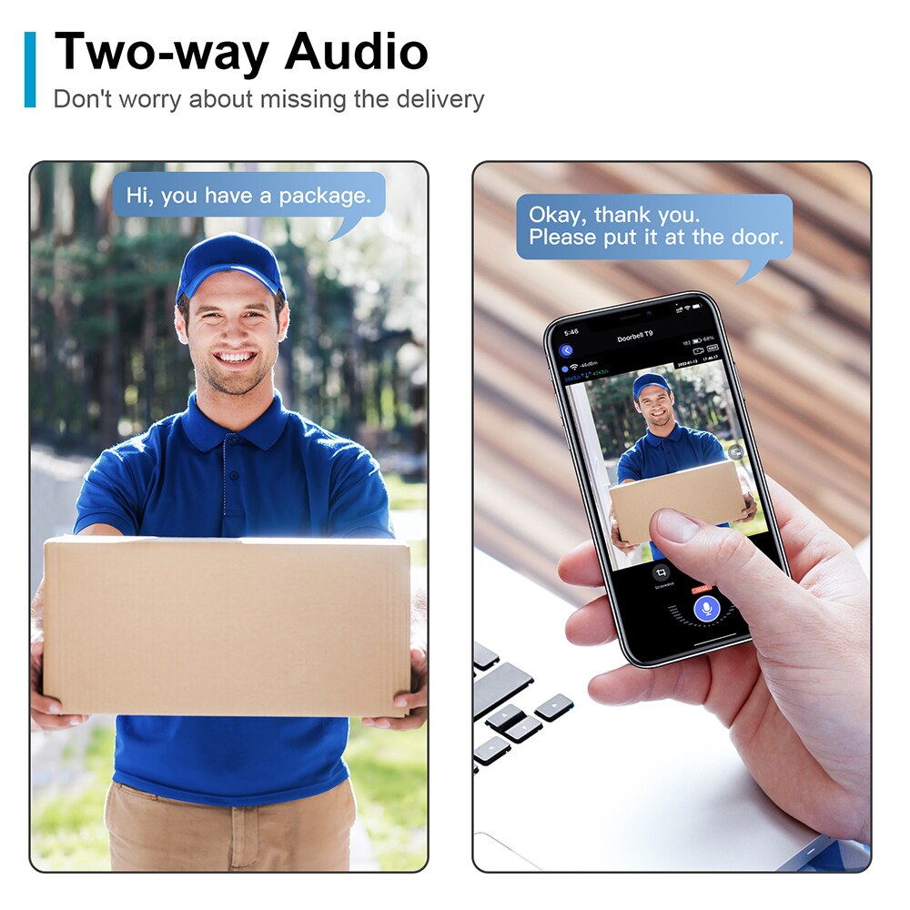 Sonerie Video Inteligenta wireless cu camera de supraveghere 1080p ...