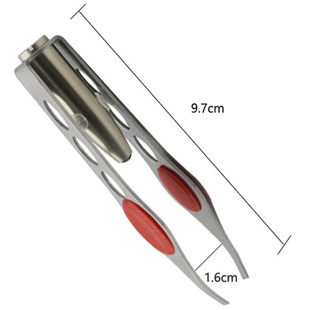 Penseta profesionala pentru sprancene cu lumina LED, Sunmostar, Inox ...