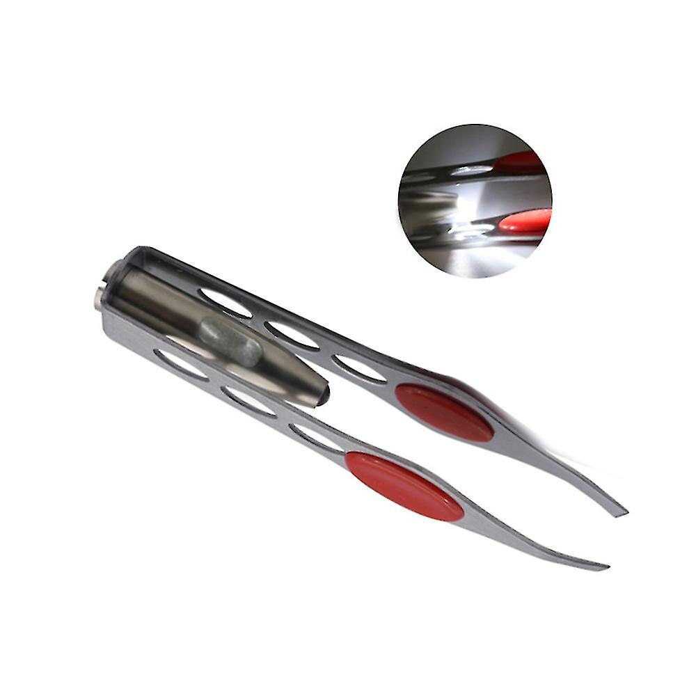 Penseta profesionala pentru sprancene cu lumina LED, Sunmostar, Inox ...