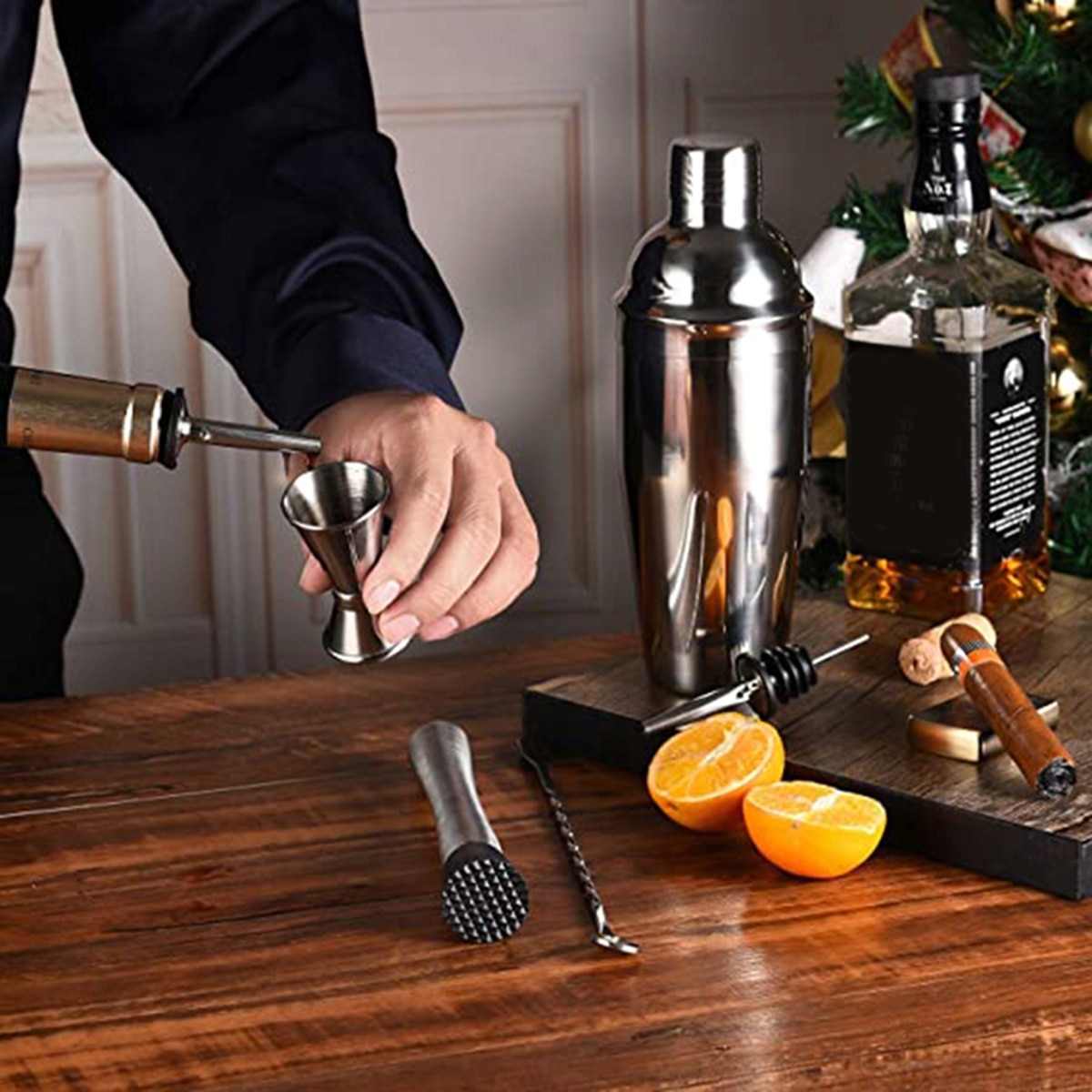 Set complet pentru barmani, Zola®, shaker, jigger, lingura cu coada ...