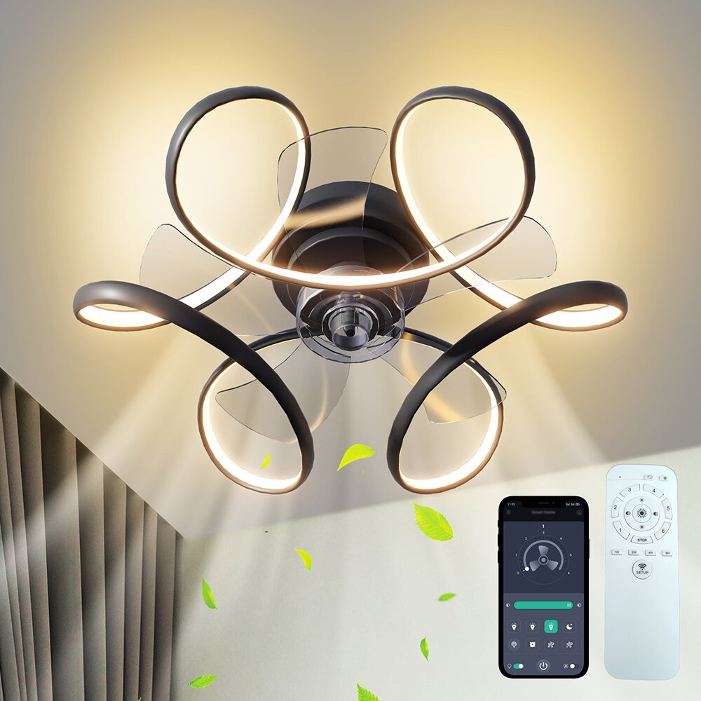 Ventilator tavan, LED, Cu telecomanda, Clasa F, Negru - eMAG.ro