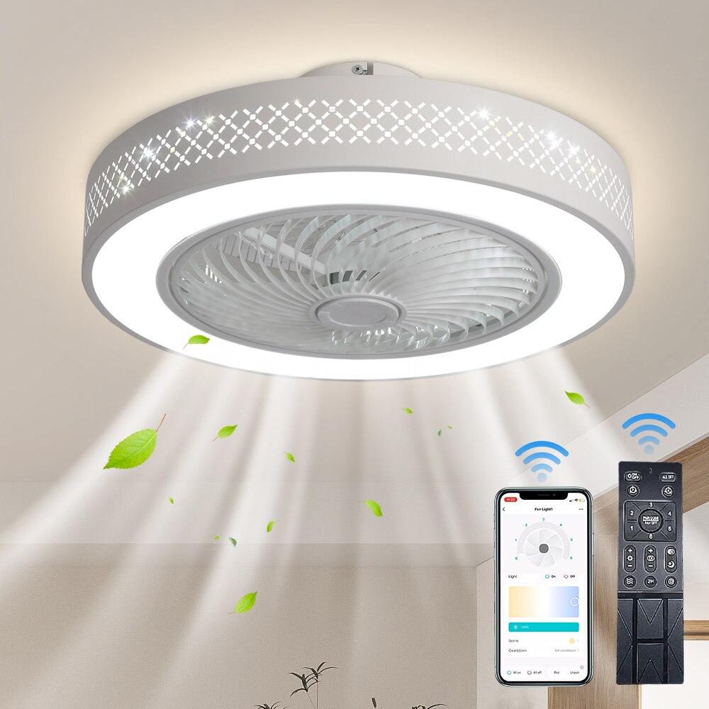 Ventilator de tavan, Lumina, Cu telecomanda, Alb - eMAG.ro