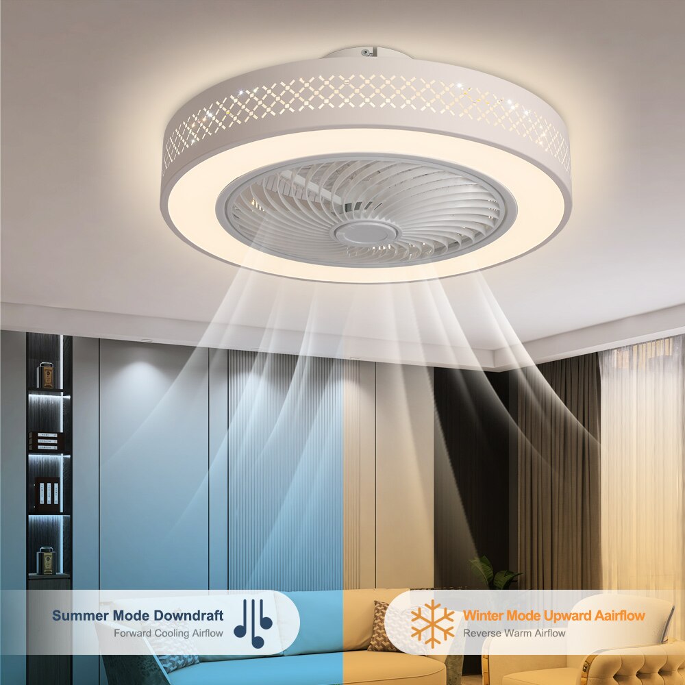 Ventilator de tavan, Lumina, Cu telecomanda, Alb - eMAG.ro