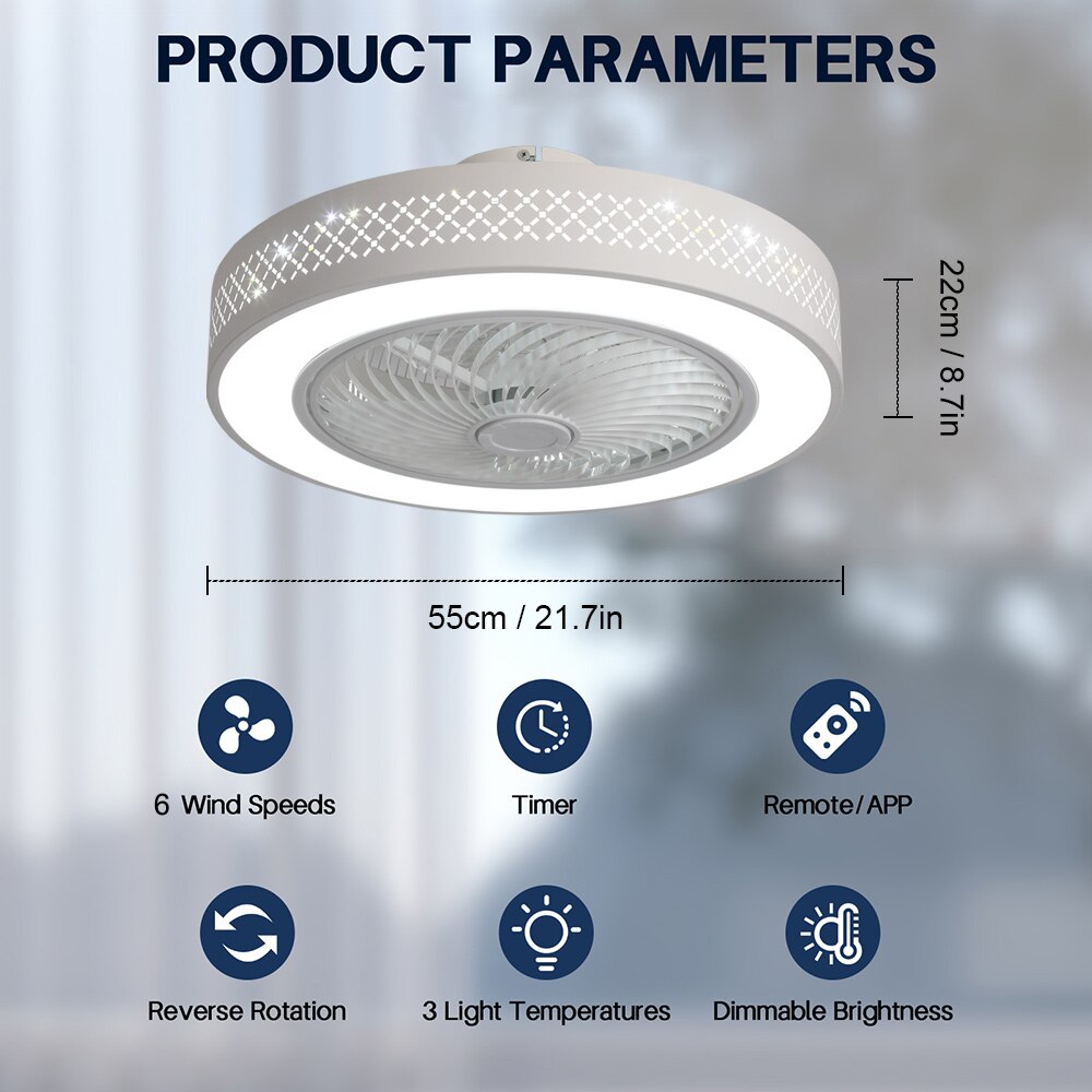 Ventilator de tavan, Lumina, Cu telecomanda, Alb - eMAG.ro