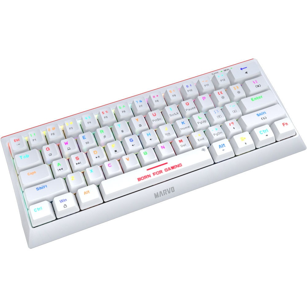 Tastatura Marvo KG962G, iluminare RGB, USB-C, alb - eMAG.ro