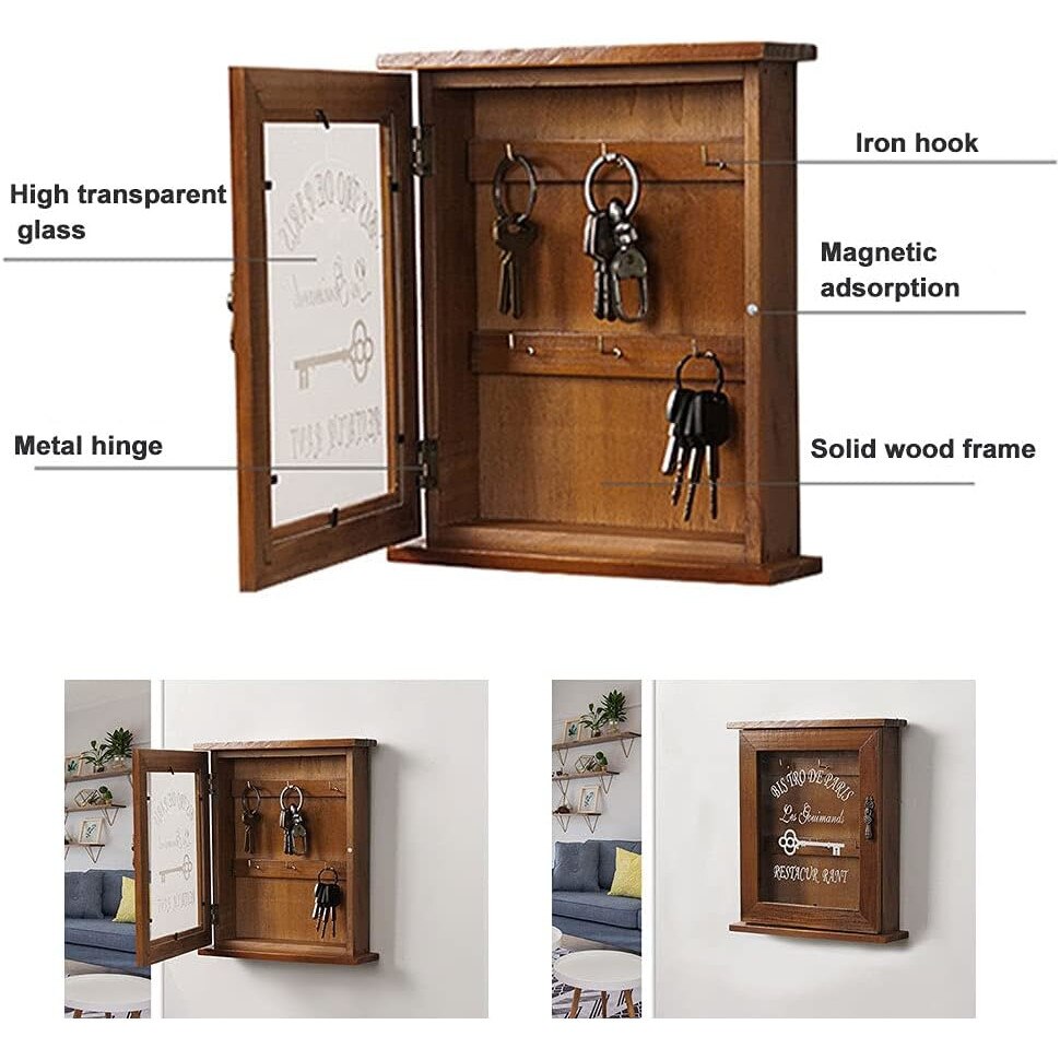 Dulap pentru chei montat pe perete, KkvoGmle, Lemn - eMAG.ro