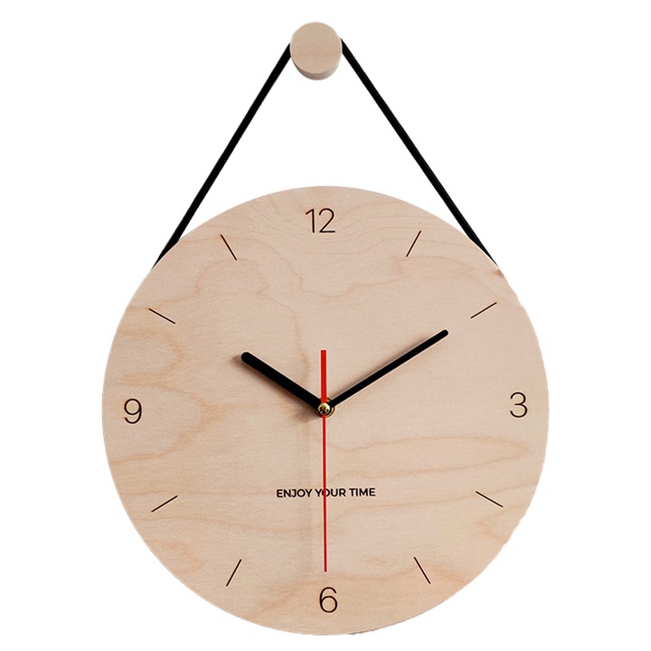 Ceas de perete decorativ din lemn, silentios, design clasic, 30cm - eMAG.ro