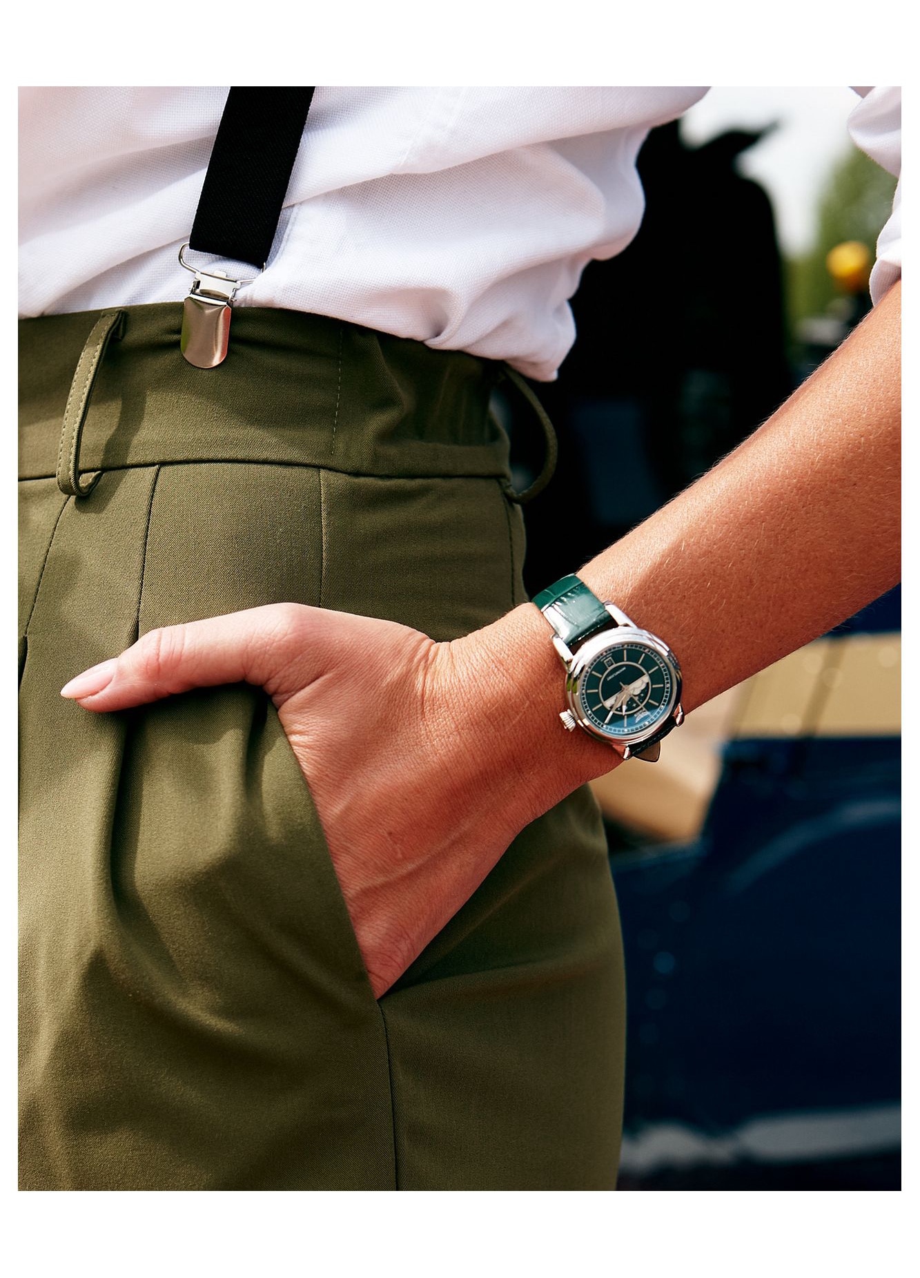 Ceas dama, Aviator, Inox/Piele naturala, Quartz, Verde - eMAG.ro