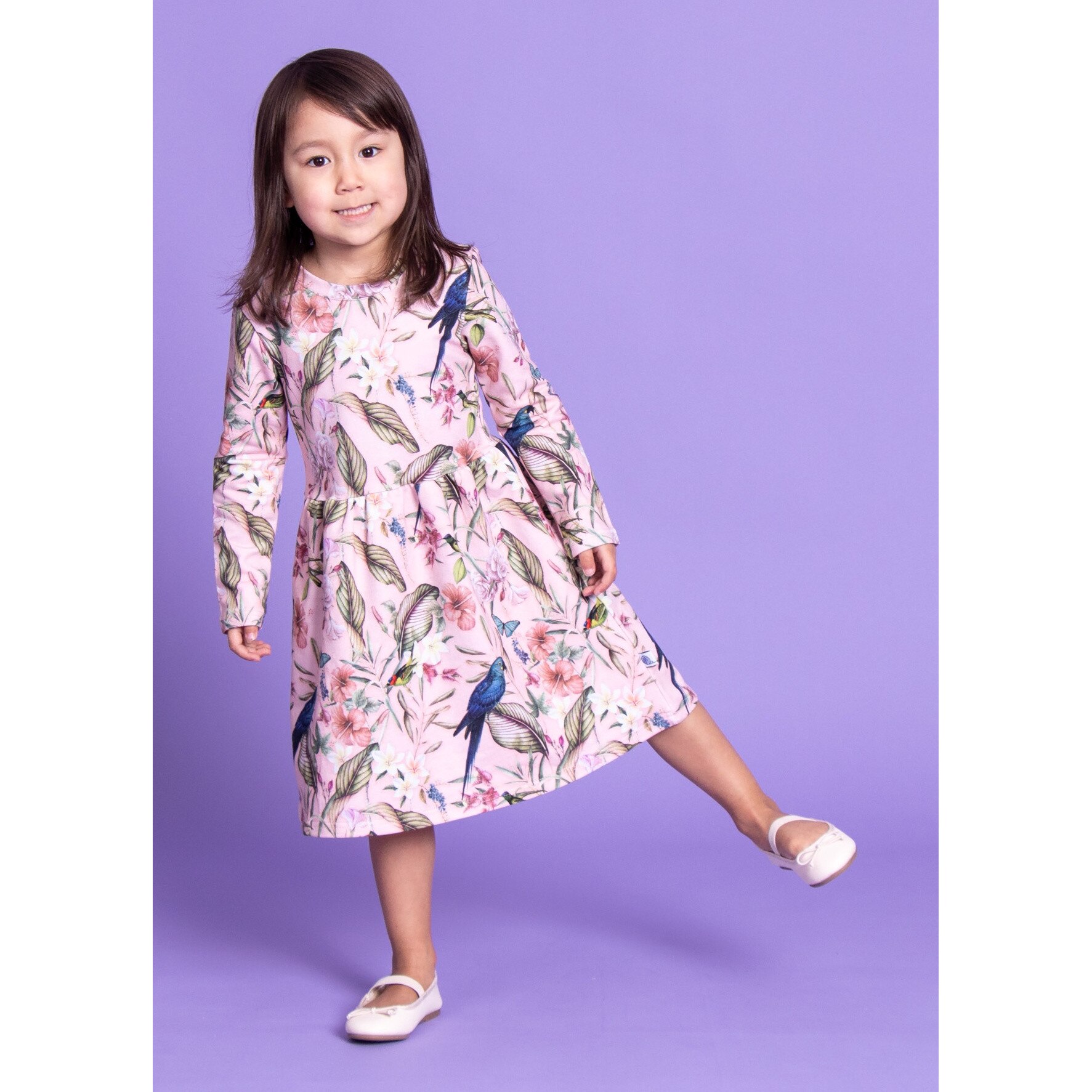 Rochie fete, TuSzyte, Bumbac, Model papagali, Roz, 104-110cm - eMAG.ro