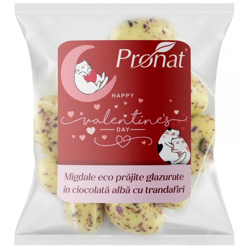 Migdale Prajite Glazurate in Ciocolata Alba cu Trandafiri Bio 50 grame ...