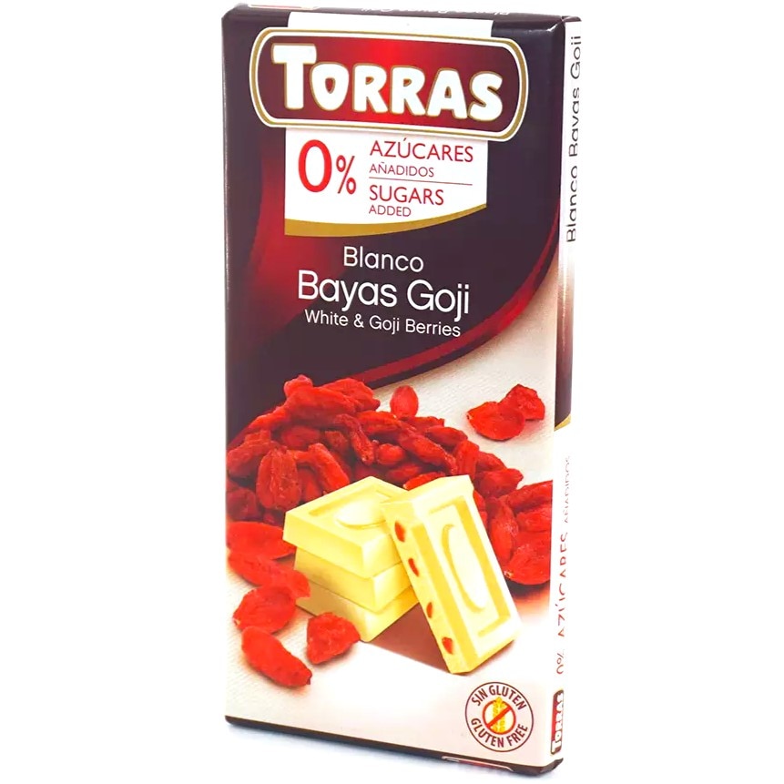 Ciocolata alba din lapte integral cu fructe de goji, 0% zahar, fara ...