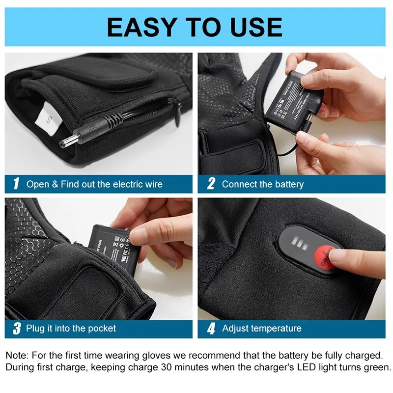 Manusi incalzite, SW04, electrice, poliester, 3 niveluri, negru - eMAG.ro