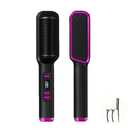 Perie pentru indreptat parul, Ceramica, Pprire automata, Negru/Roz ...