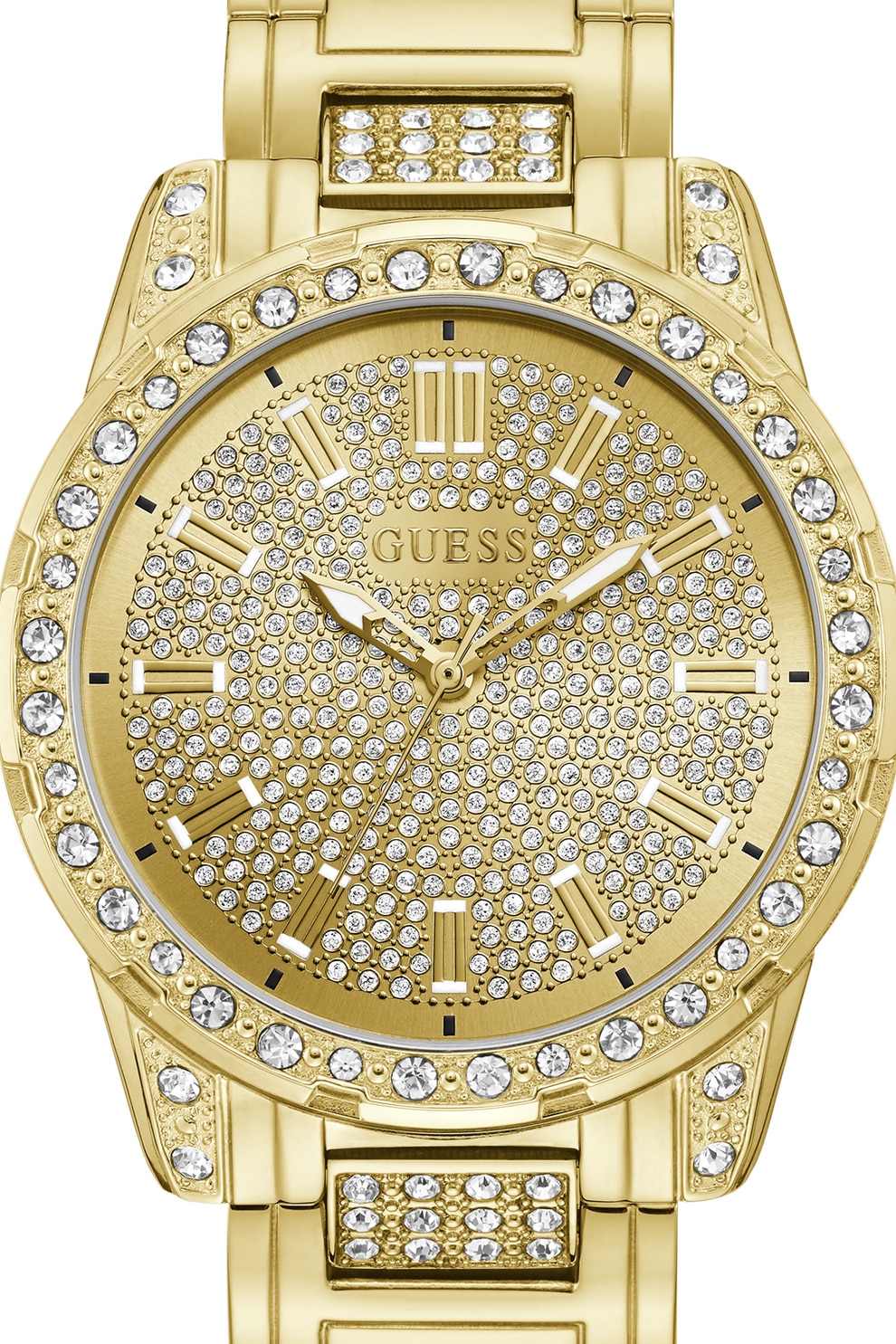 Guess, Ceas din otel inoxidabil decorat cu cristale, Auriu - eMAG.ro