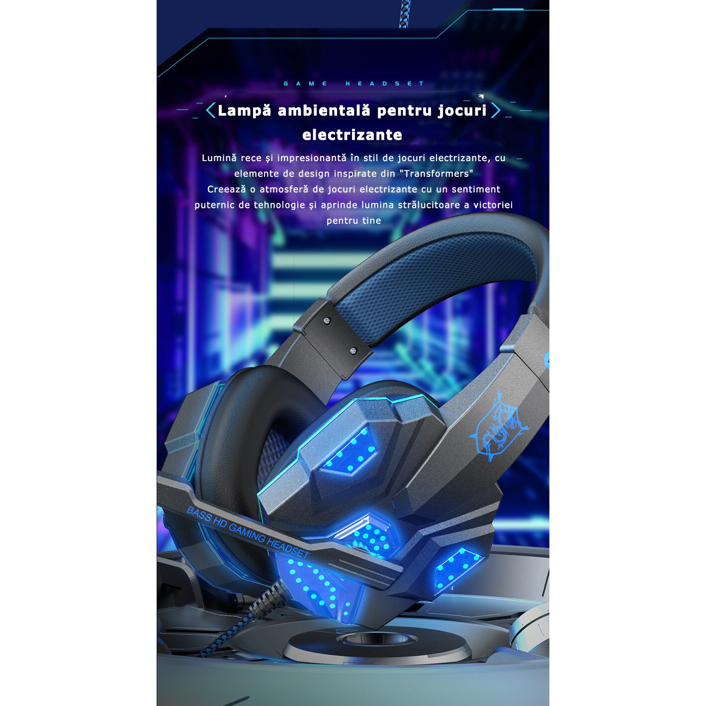 Casti de gaming e-sports: calitate audio profesionala, lumina ...