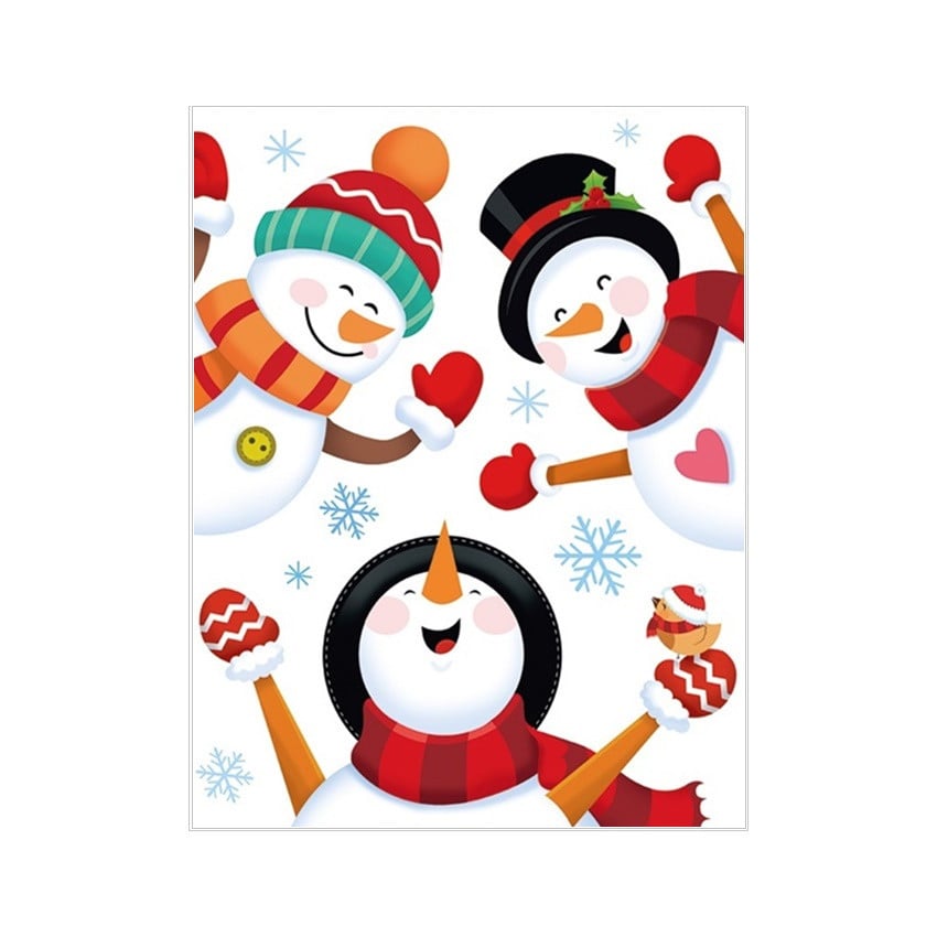 Sticker geam cu motive de iarna - omuleti de zapada, 30 x 42 cm - eMAG.ro