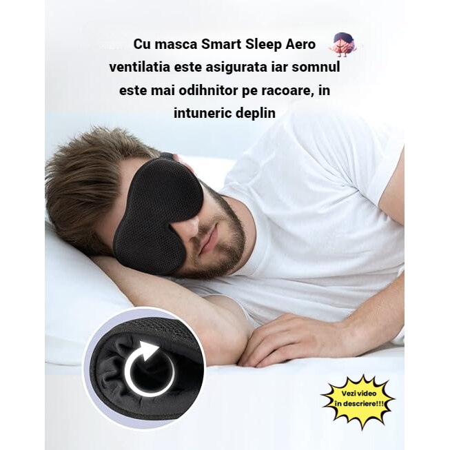 Masca pentru somn 3D spuma memorie, blocheaza Total lumina, protectie ...