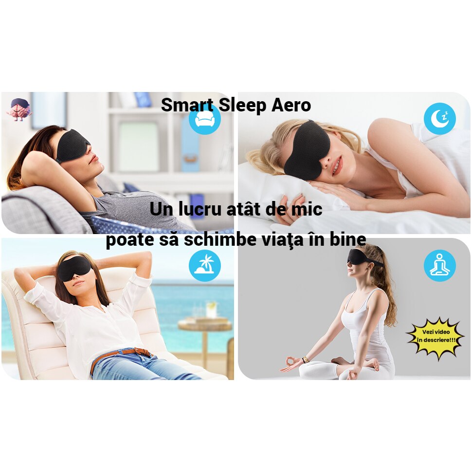 Masca pentru somn 3D spuma memorie, blocheaza Total lumina, protectie ...
