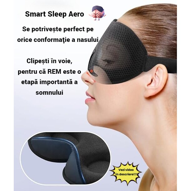 Masca pentru somn 3D spuma memorie, blocheaza Total lumina, protectie ...