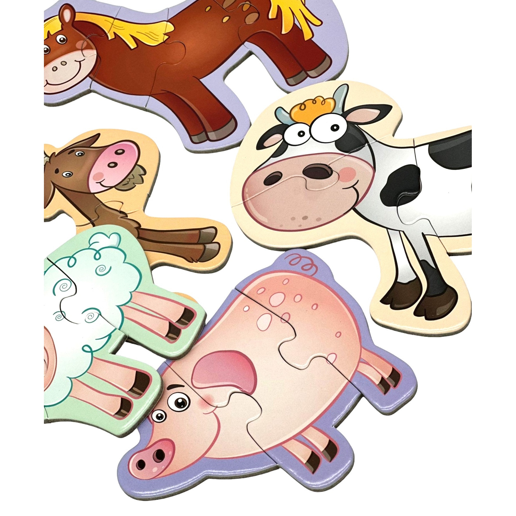 Puzzle copii cu 6 animale domestice, 18 piese groase de 4mm, 2+ ani ...