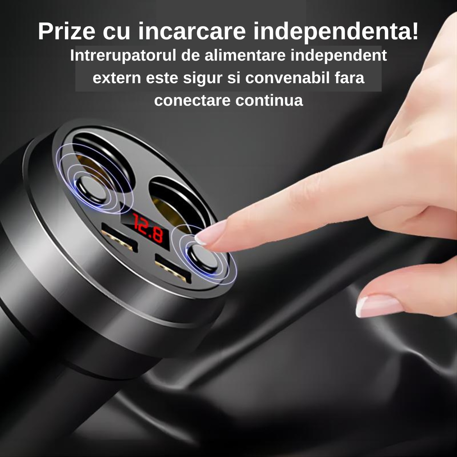 Incarcator Auto Inteligent, 2 splitter bricheta, 2x USB 3.1 A, Afisaj ...